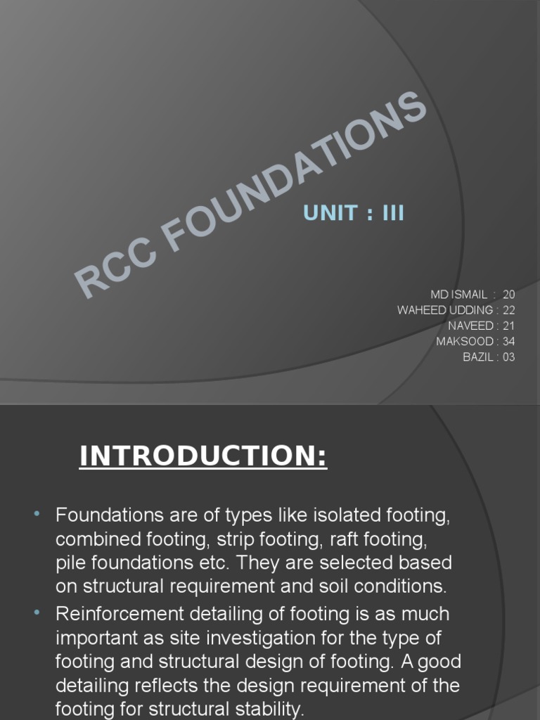 RCC Foundation-Unit 3 | PDF | Foundation (Engineering) | Deep Foundation
