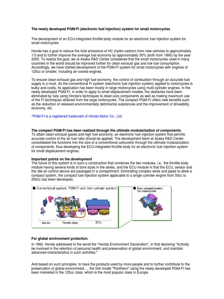 Honda Pgmfi | PDF | Throttle | Fuel Injection