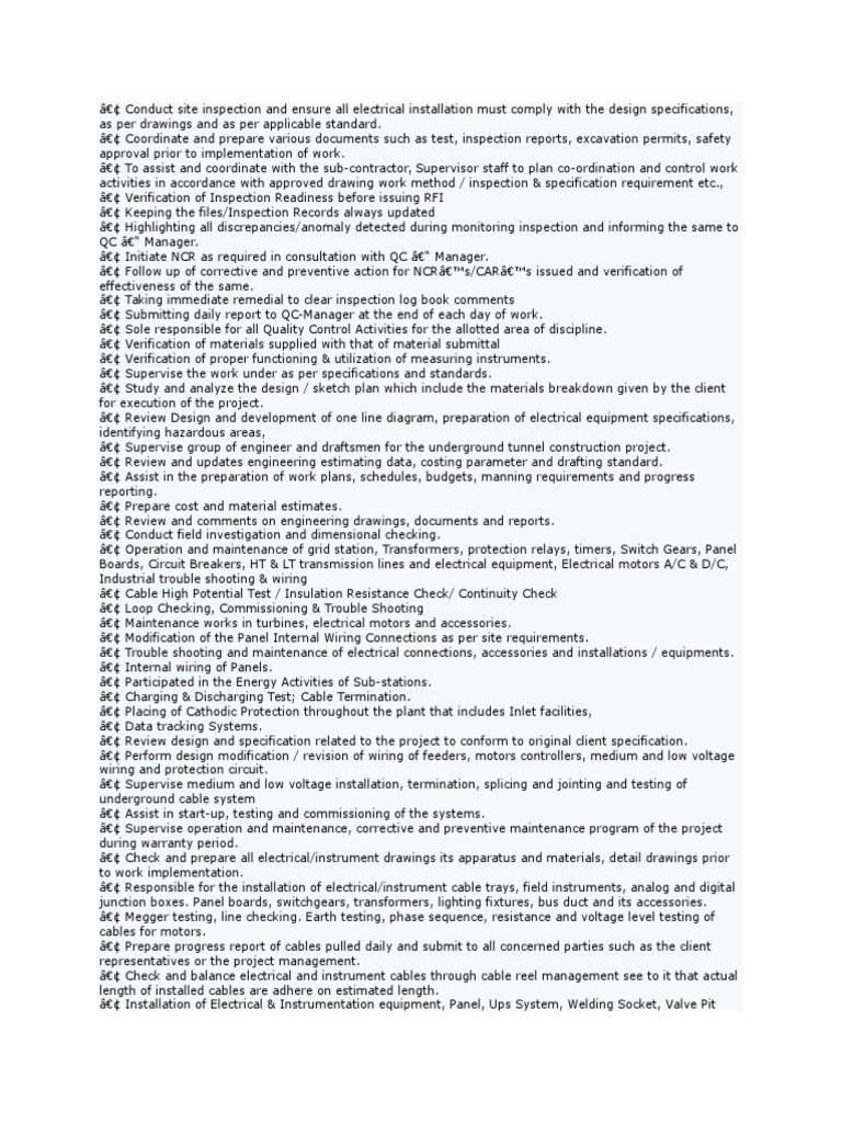 QC Engineer | PDF | Electrical Wiring | Cable