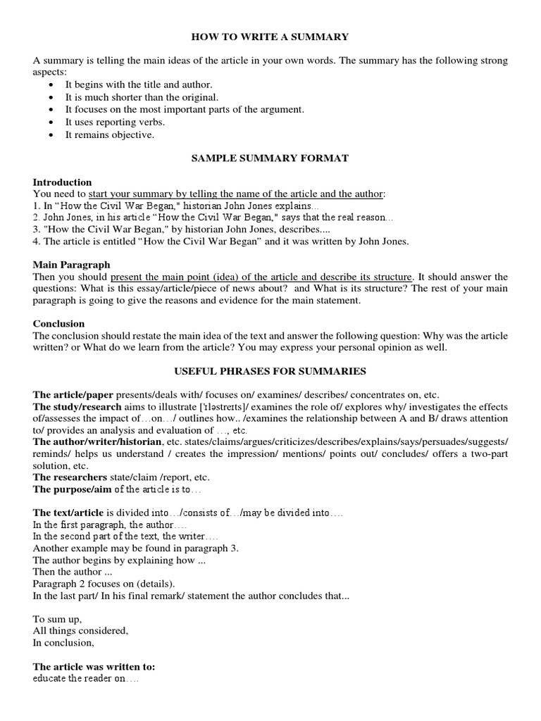 Summary | Historian | Essays