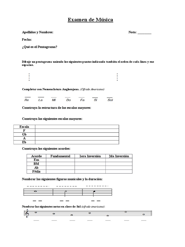 Examen de Música | PDF