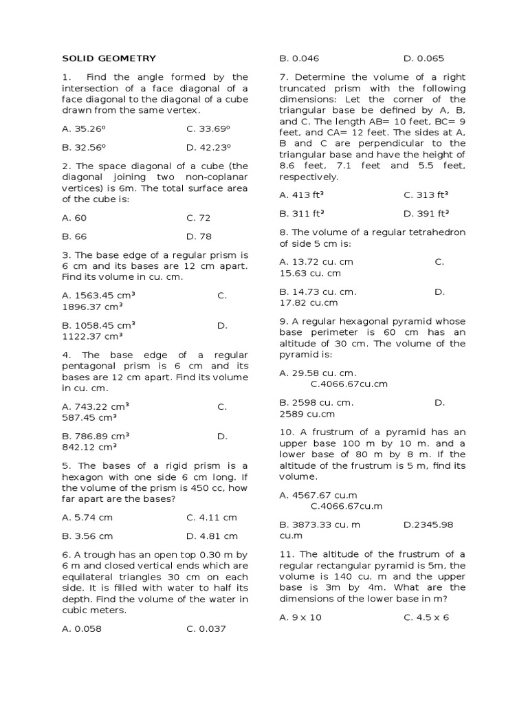 Solid Geometry | Download Free PDF | Volume | Euclid