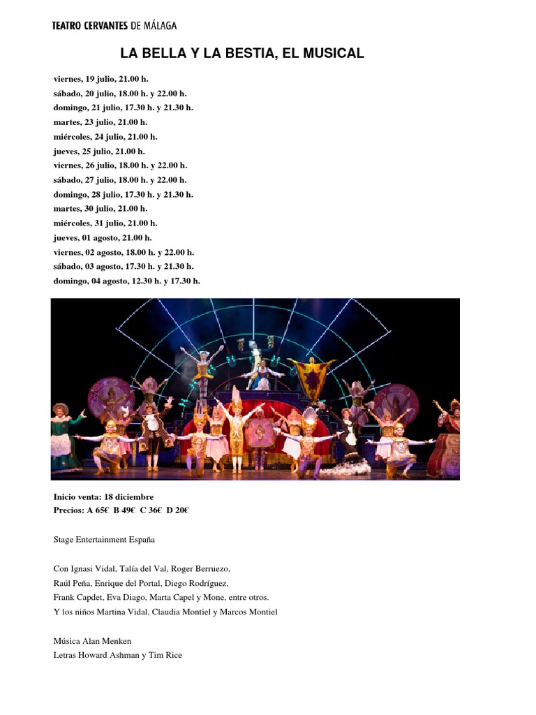La Bella y La Bestia El Musical | PDF | Teatro | Entretenimiento (general)