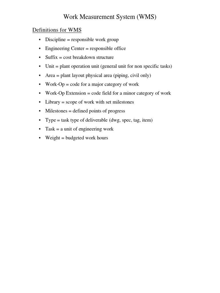 Work Measurement System (WMS) | PDF