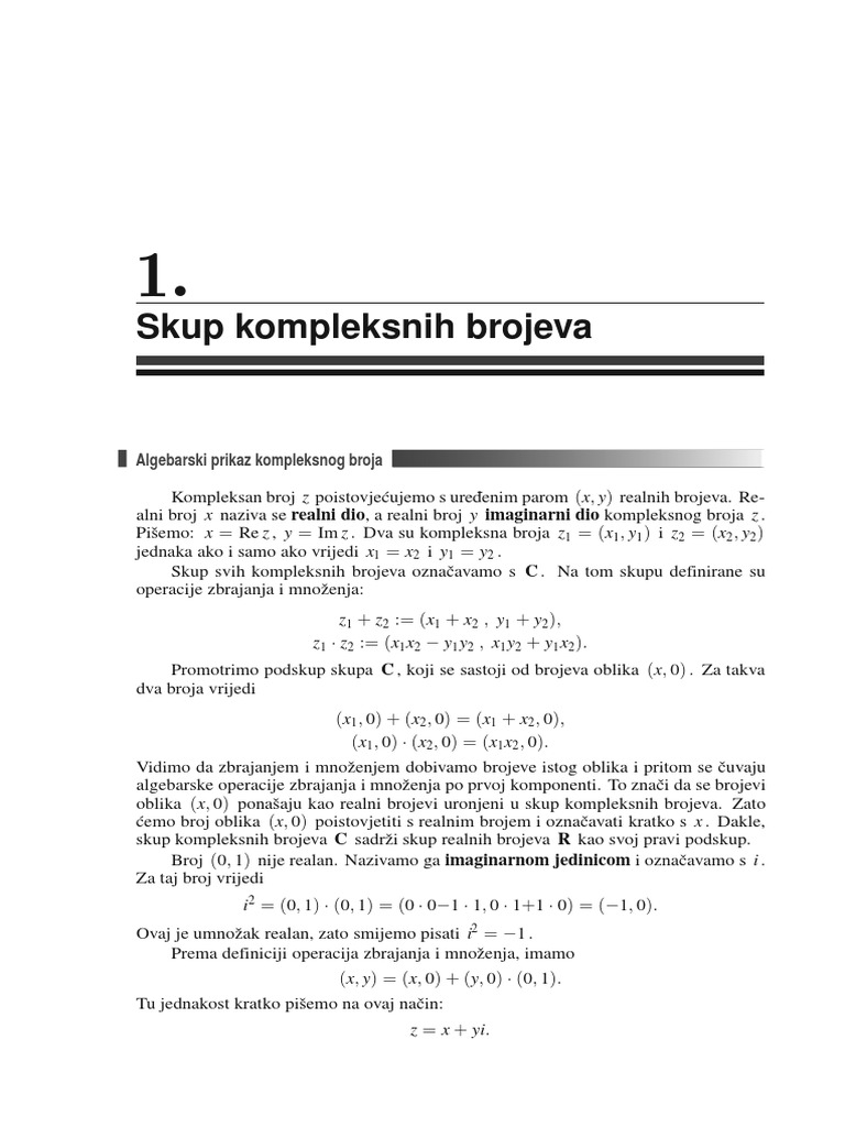Algebra Kompleksnih Brojeva PDF | PDF