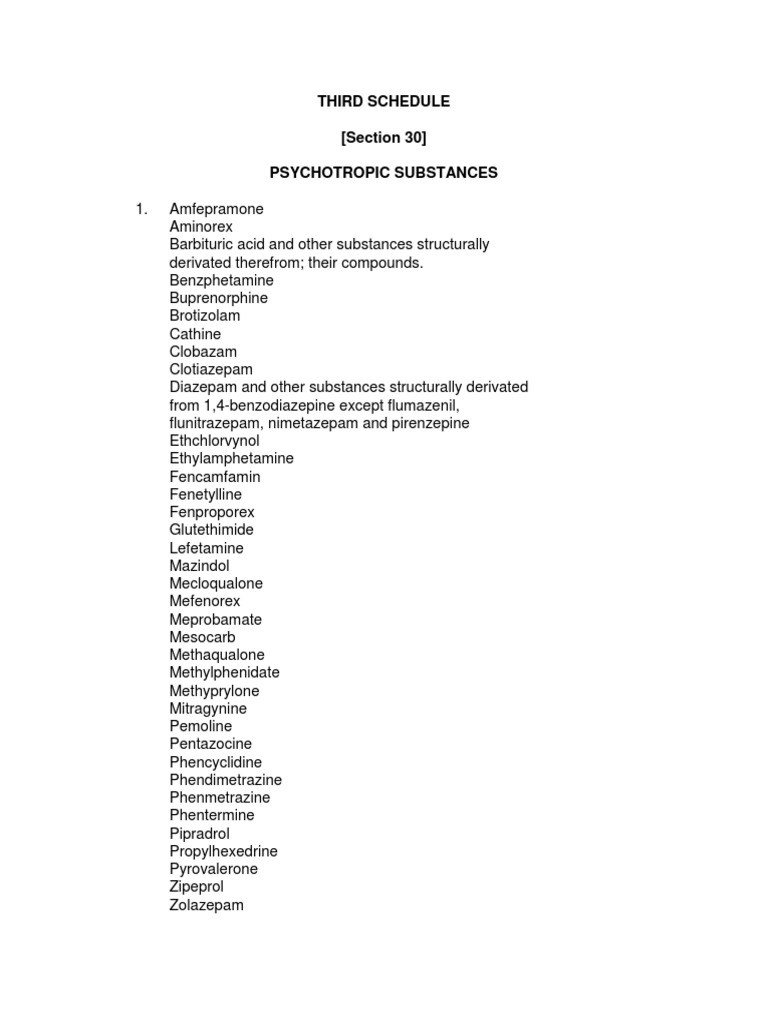 Third Schedule (Section 30) Psychotropic Substances | PDF