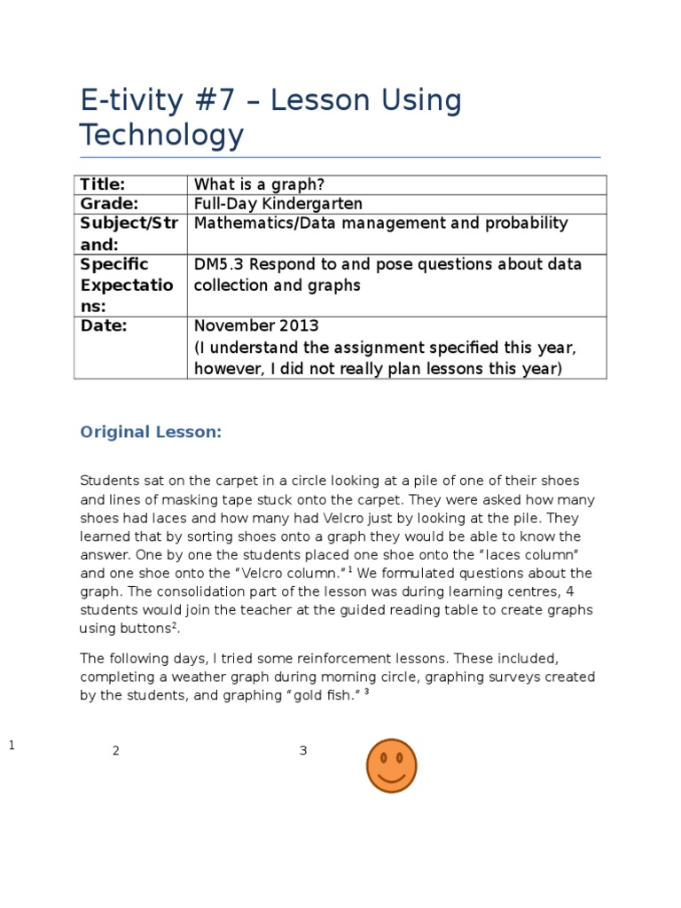 E-Tivity #7 - Lesson Using Technology: Title: Grade: Subject/Str And ...