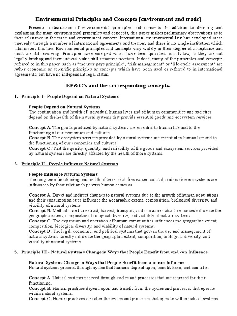 Environmental Principles and Concepts | PDF | Environmental Law ...