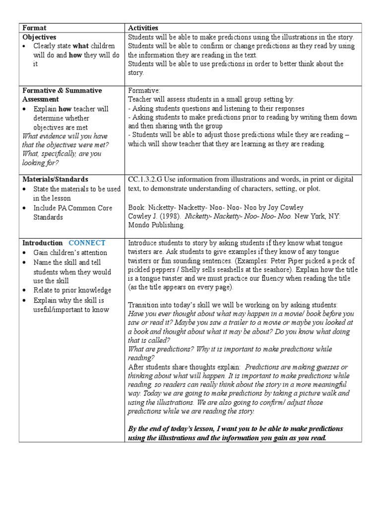 Making Predictions Lesson Plan 2 | PDF | Educational Assessment ...