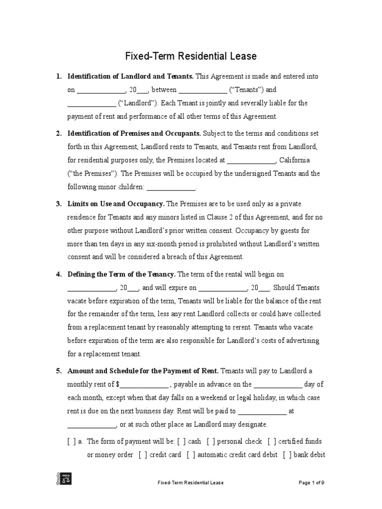 Fixed Lease | PDF | Leasehold Estate | Landlord