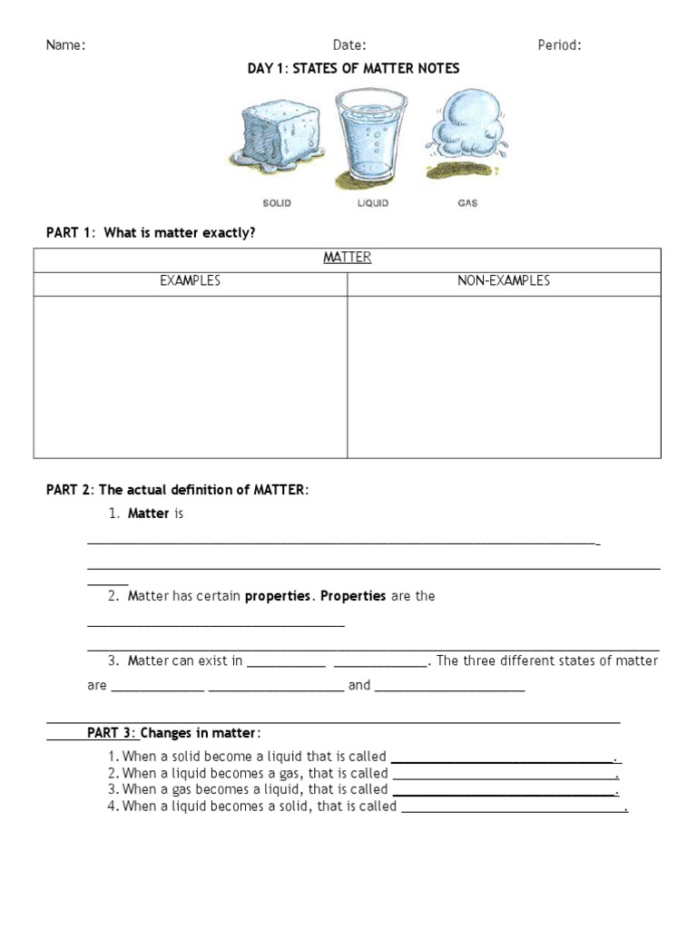 Student Copy of Matter Notes | PDF | Matter | Gases