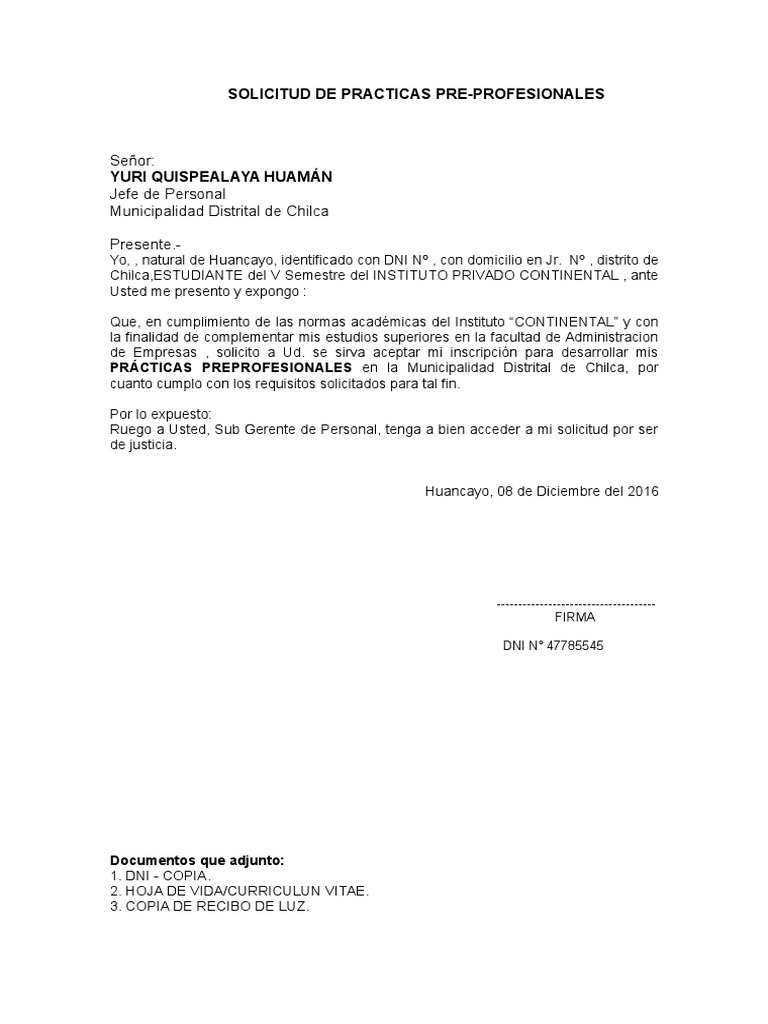 Solicitud de Practicas - Profesionales | PDF