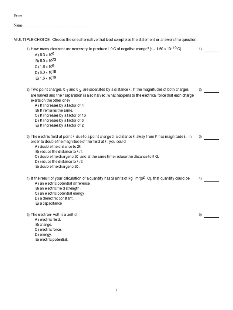 Test 1 | PDF | Electrical Resistance And Conductance | Capacitor