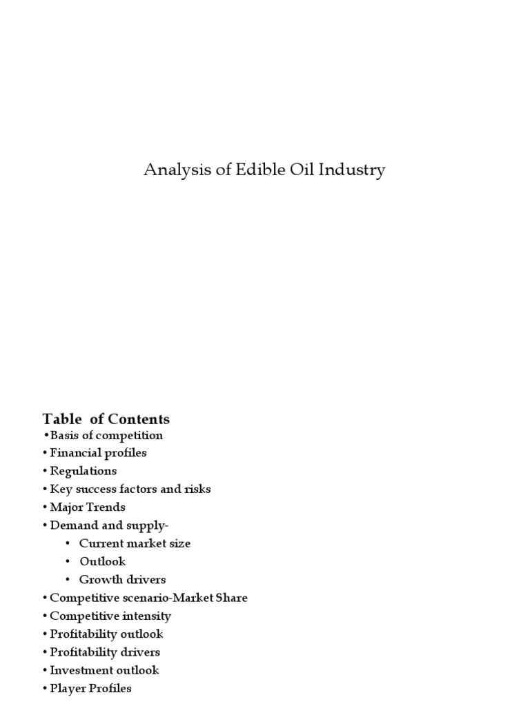 Analysis of Edible Oil Industry | PDF | Palm Oil | Vegetable Oil