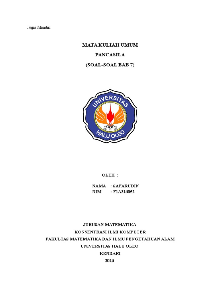 Contoh COVER Tugas Mandiri Uho | PDF
