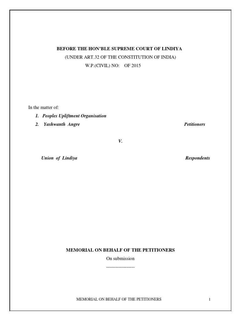 7th Saquib Rizvi Moot Petitioner Memorial | PDF | Supreme Court Of ...