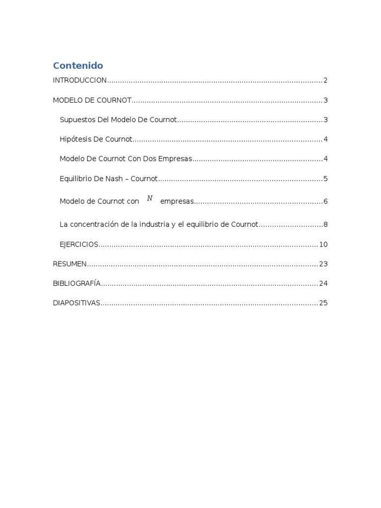 Modelo De Cournot Pdf Oligopolio Monopolio