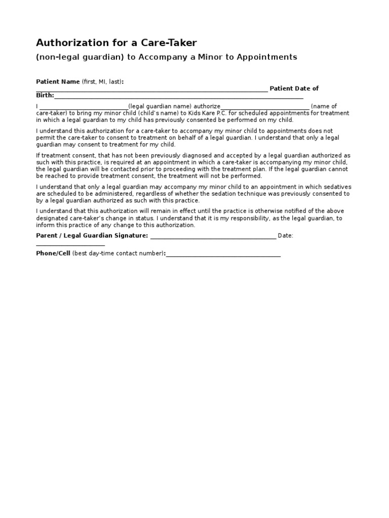 Caretaker Minor Form | PDF | Self-Improvement