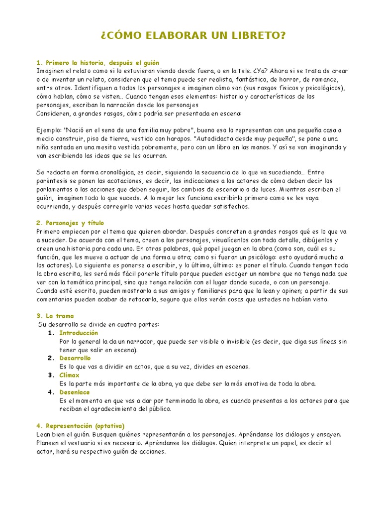 Cómo Elaborar Un Libreto | PDF | Ocio