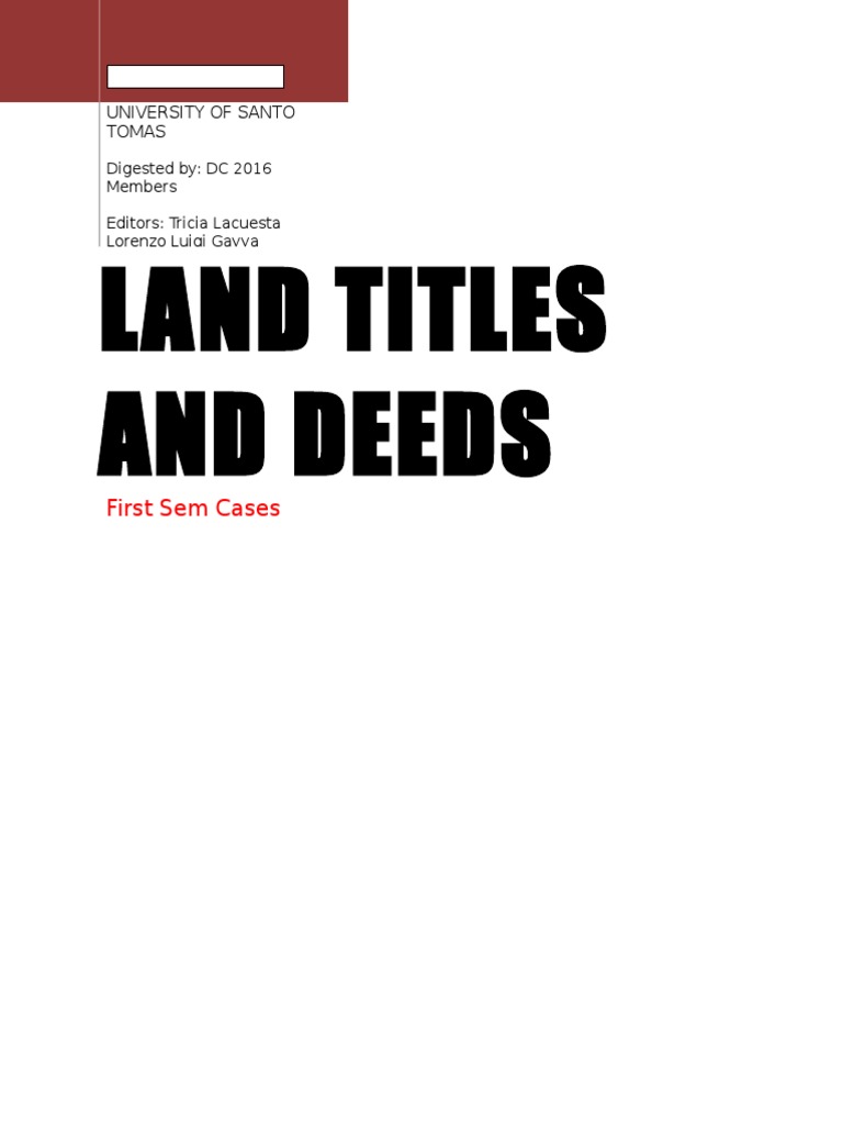 Land Titles and Deeds Cases | Title (Property) | Deed