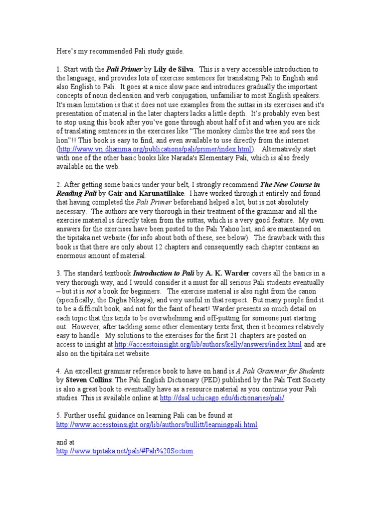 Pali Study Guide | Download Free PDF | Pali | Languages