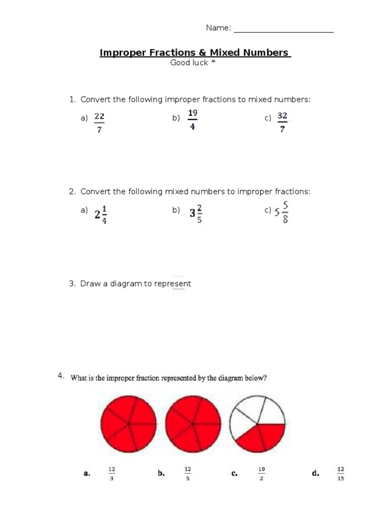 Improper Fractions & Mixed Numbers Guide | PDF | Teaching Methods ...