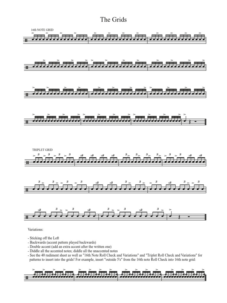The Grids: 16Th Note Grid | PDF | Rhythm And Meter | Drumming