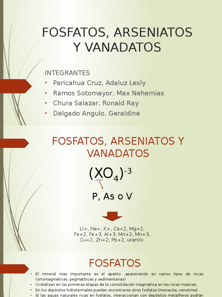 Fosfatos, Arseniatos y Vanadatos Minerales | PDF | Minerales | Sólidos ...