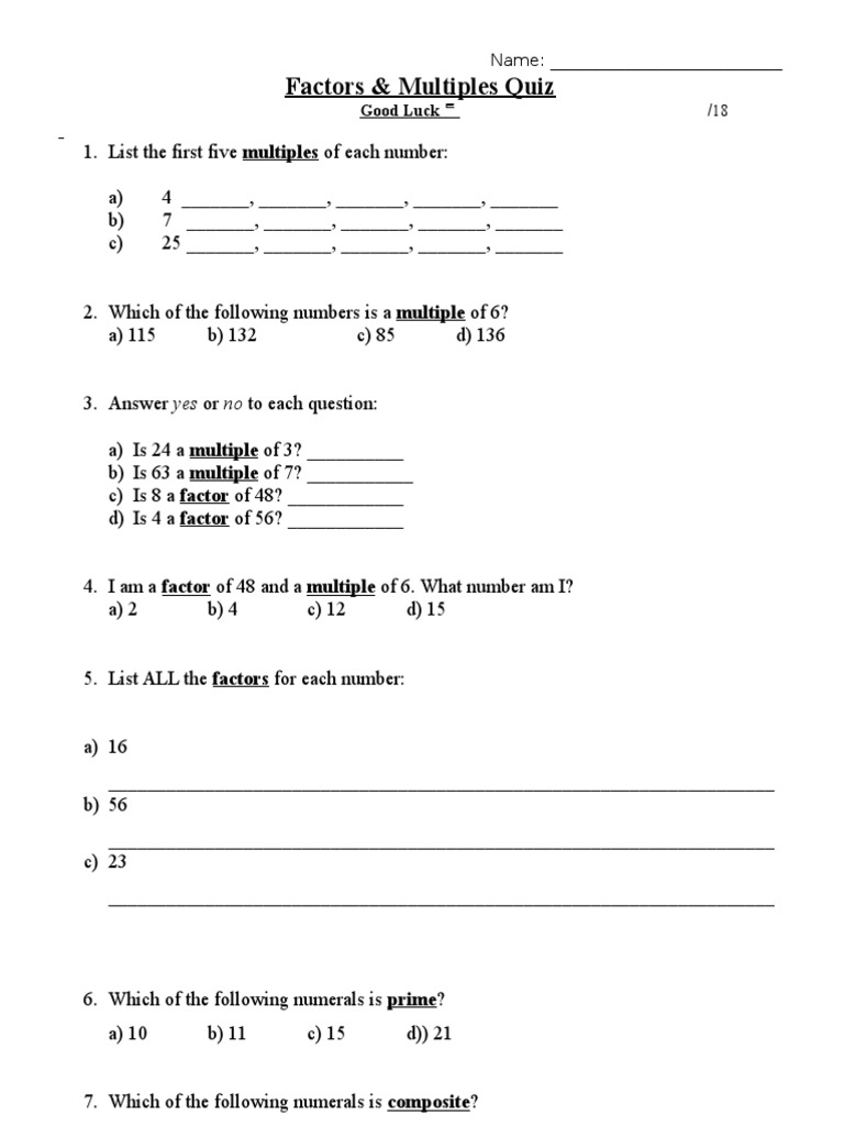 Factor Multiple Test | PDF