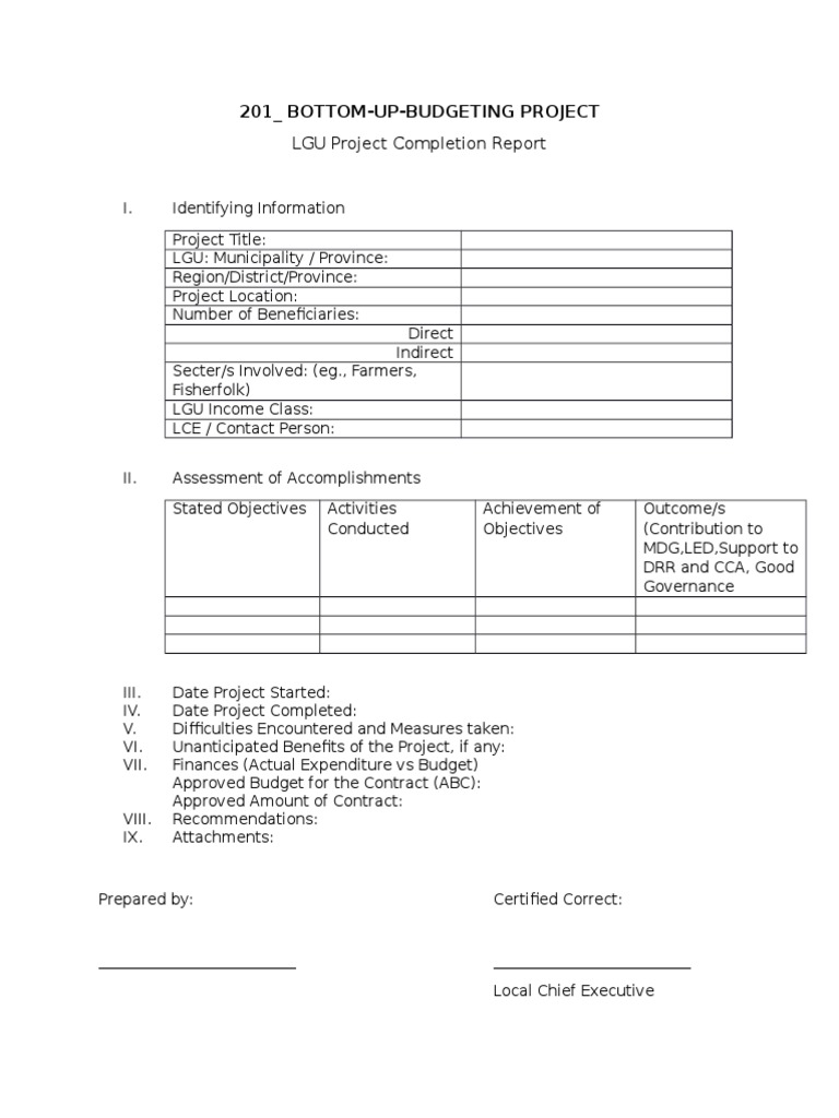 Project Completion Report Format | PDF