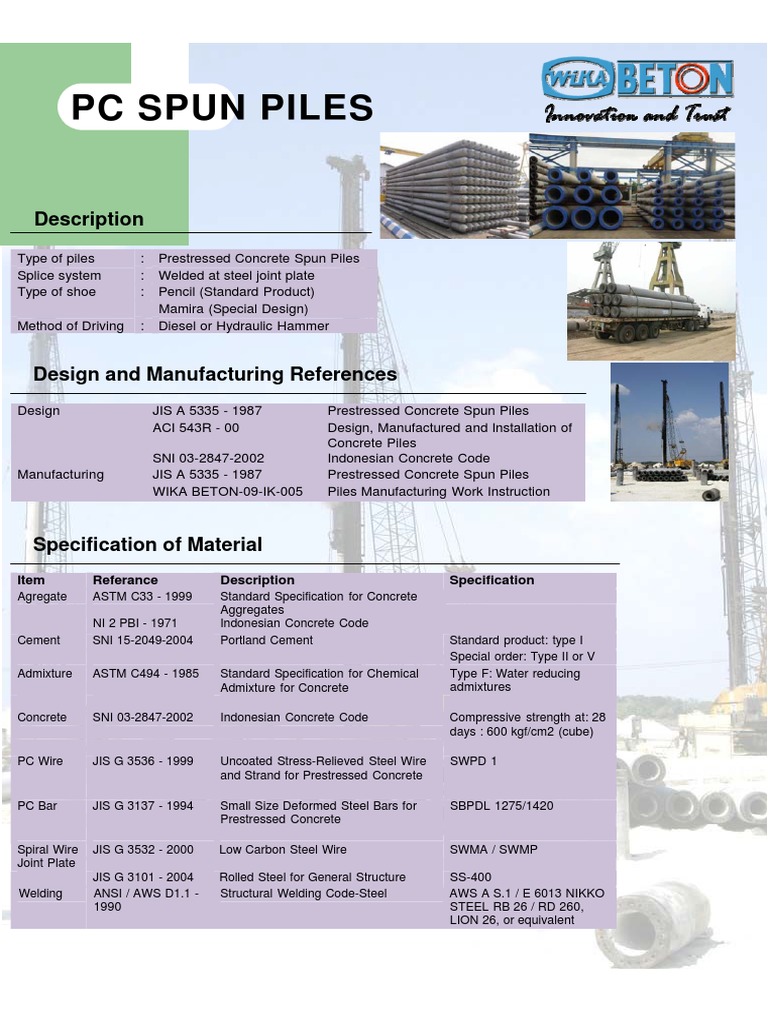 Prestressed Concrete Spun Piles Guide | PDF | Deep Foundation | Concrete