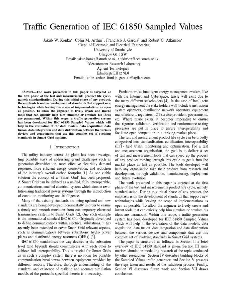 Traffic Generation of IEC 61850 Sampled Values | PDF | Ethernet ...