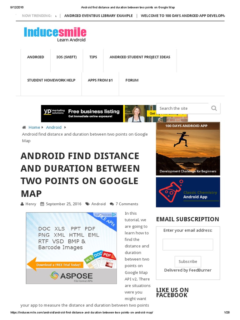 Android Find Distance and Duration Between Two Points On Google Map | PDF | Android (Operating ...