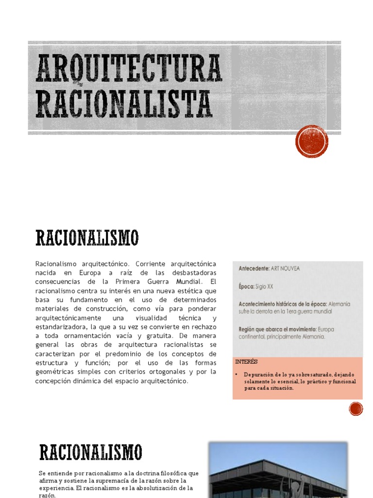 Arquitectura Racionalista | PDF | Medios de arte | Diseño arquitectonico