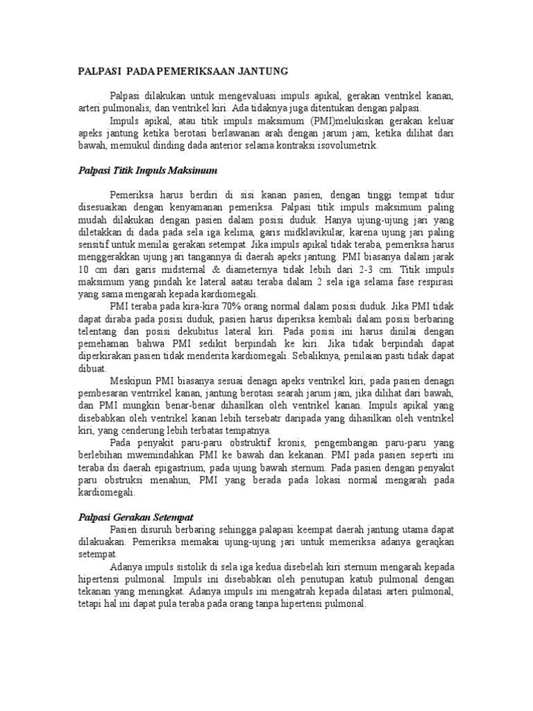 Palpasi Pada Pemeriksaan Jantung | PDF