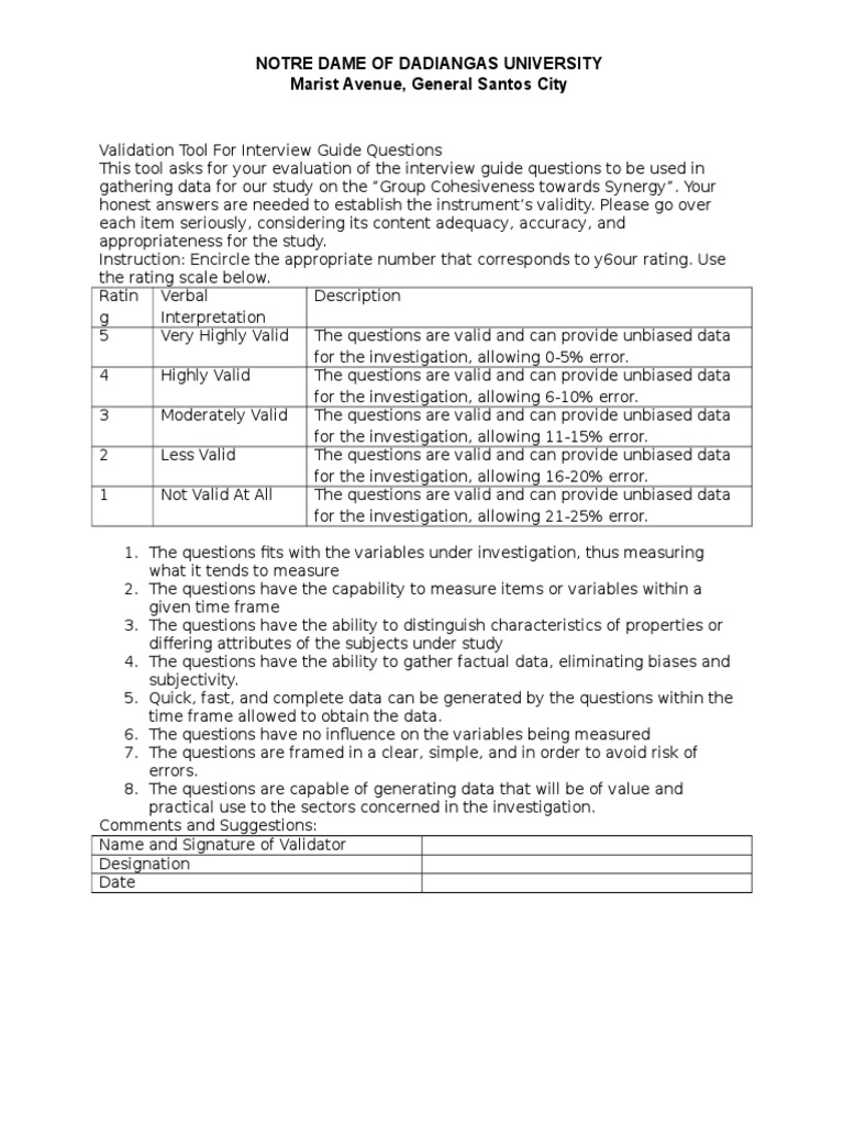Interview Guide Validation Tool | PDF