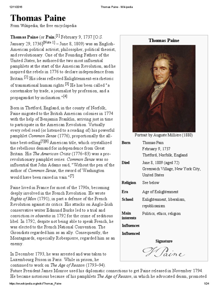 The Father of the American Revolution: Thomas Paine's Pivotal Role in ...