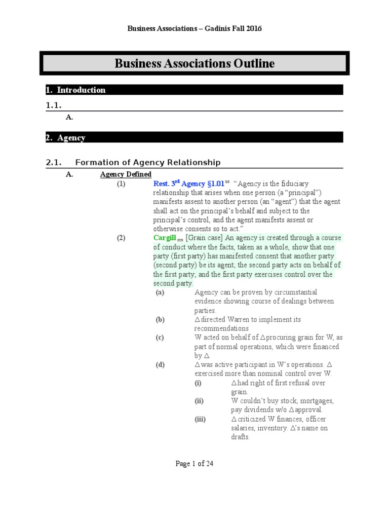 Backup of BA Outline | Law Of Agency | Partnership | Free 30-day Trial ...