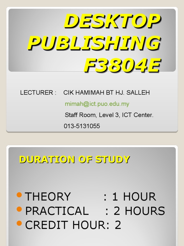 Desktop Publishing Course Syllabus | PDF