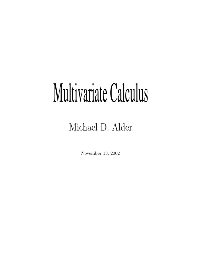 Alder - Multivariate Calculus | PDF | Differential Form | Derivative