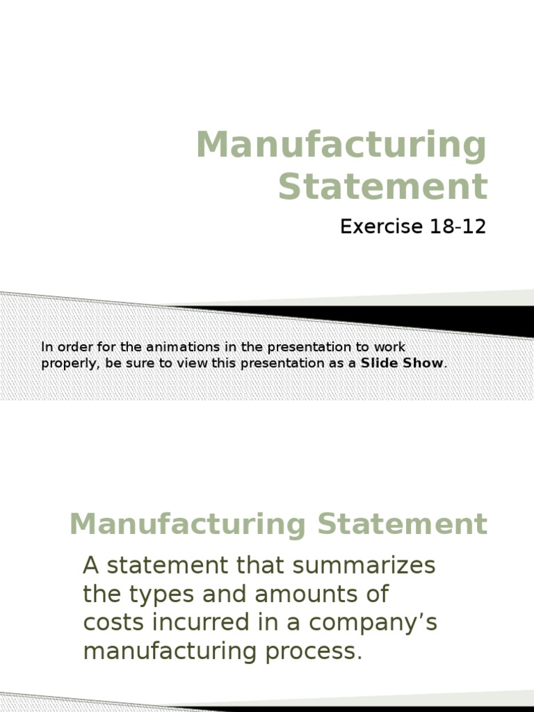 Manufacturing Statement2 | Cost Of Goods Sold | Factory