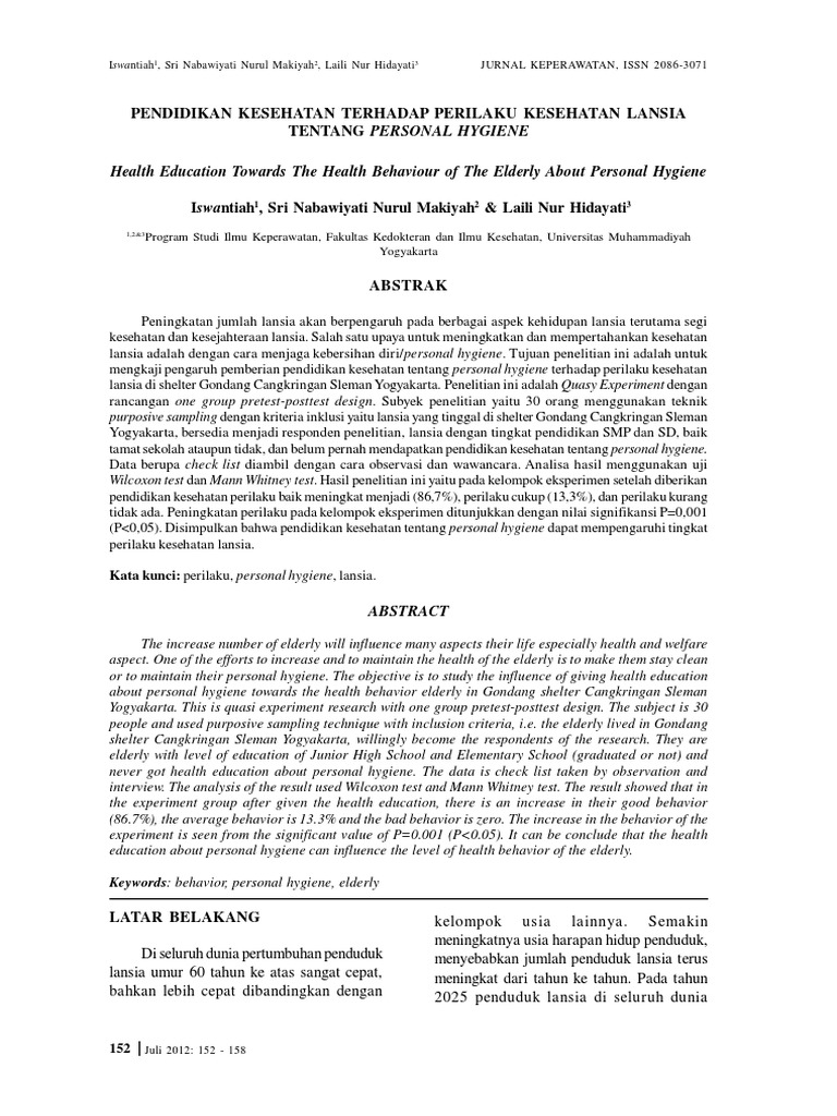 Jurnal Penkes Personal Hygiene Lansia | PDF