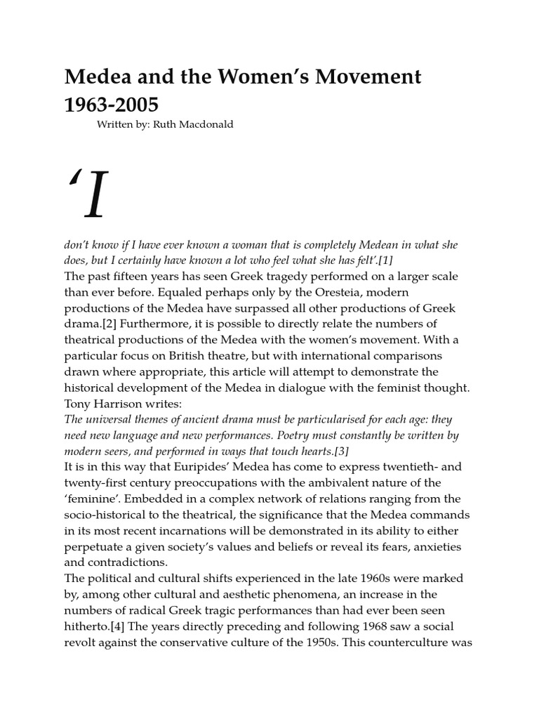 Medea and The Women's Movement 1963 | PDF | Feminism | Gender Studies