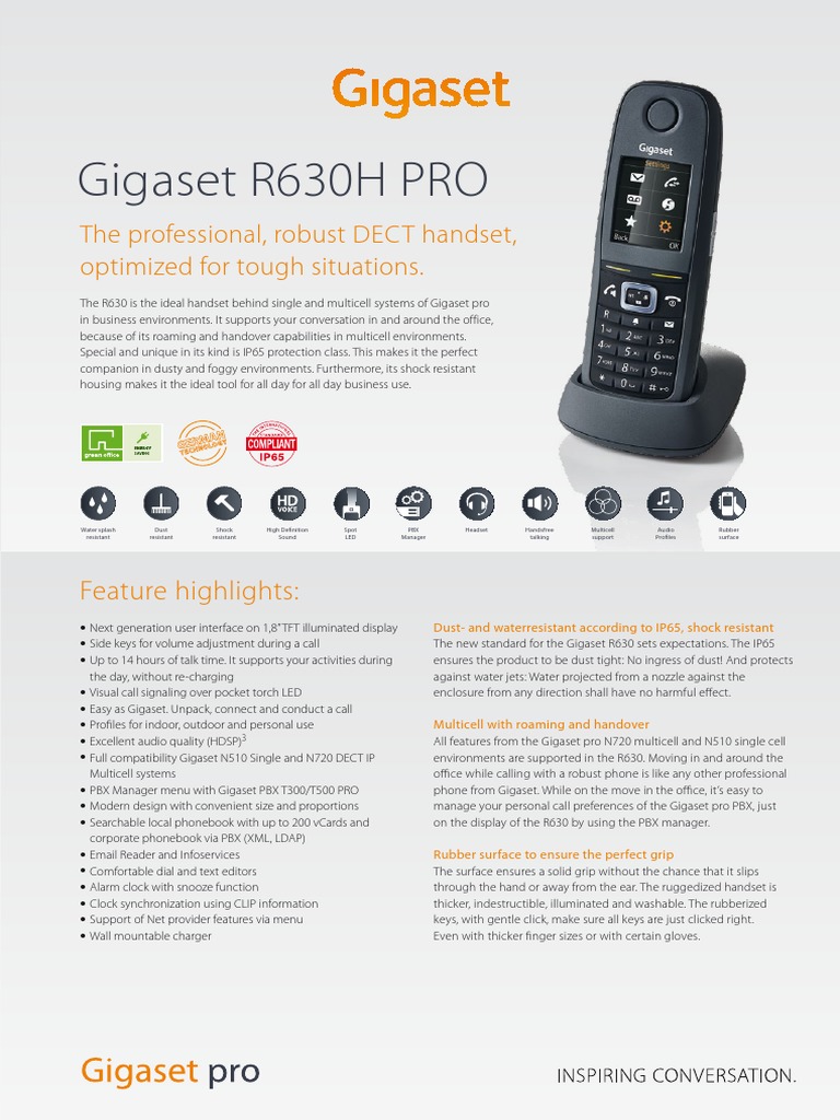 Gigaset R630H PRO: The Professional, Robust DECT Handset, Optimized For Tough Situations ...