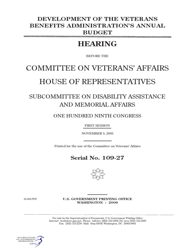 Committee On Veterans' Affairs House of Representatives: Hearing | PDF ...