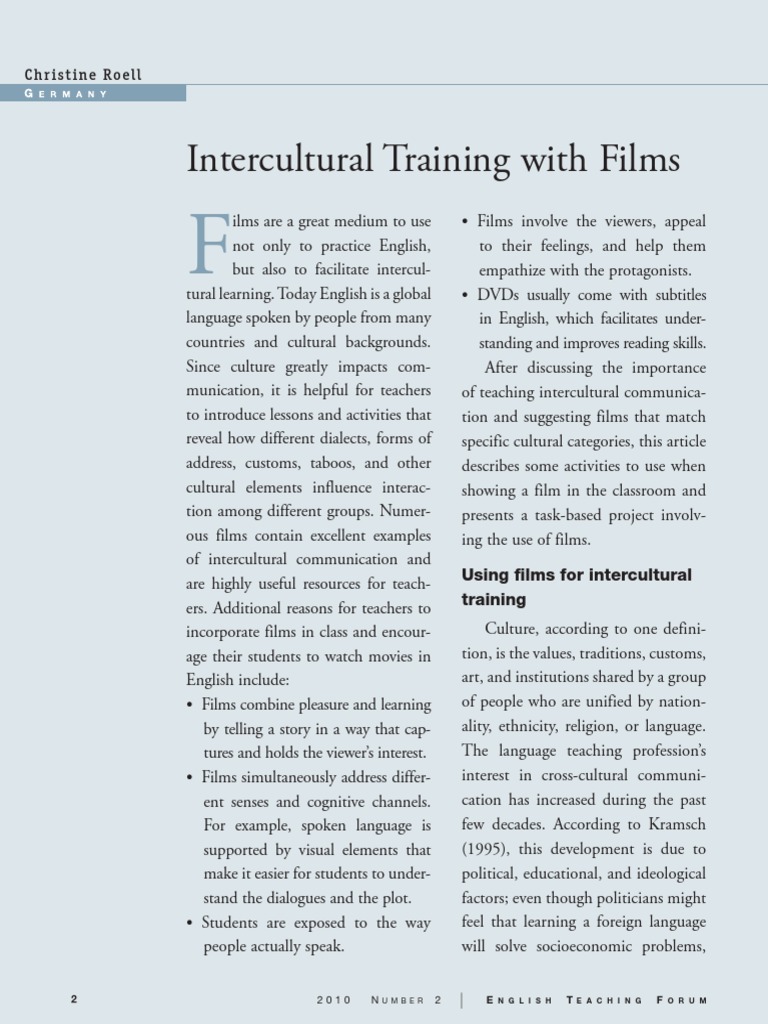 Intercultural Learning Through Film | PDF | Cross Cultural ...
