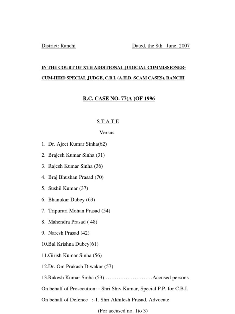 Fodder Scam-Bihar Judgement | PDF | Fraud | Law Enforcement