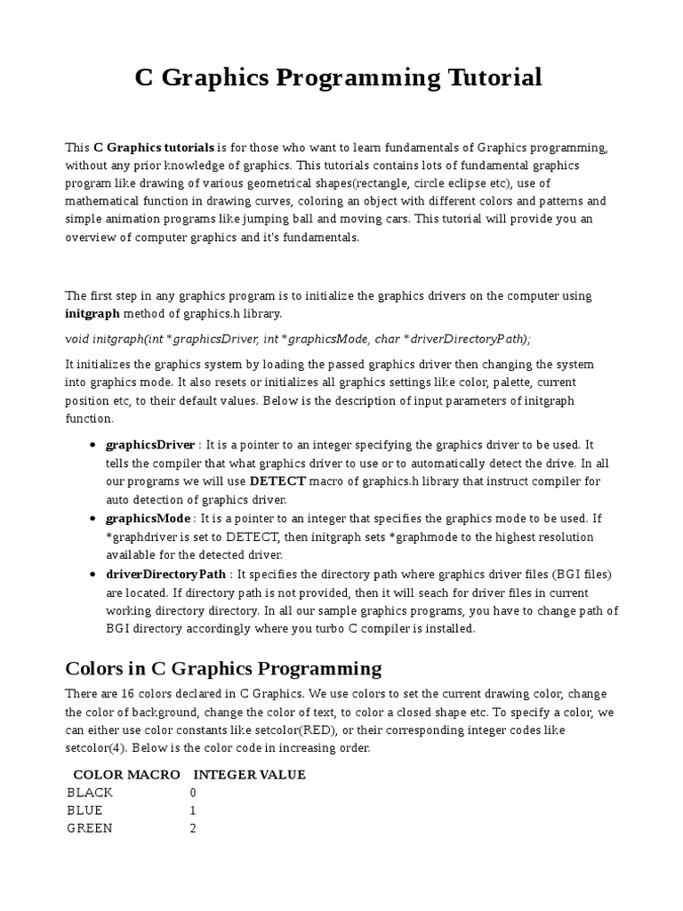 Graphics Programming | PDF | Computer Graphics | C (Programming Language)