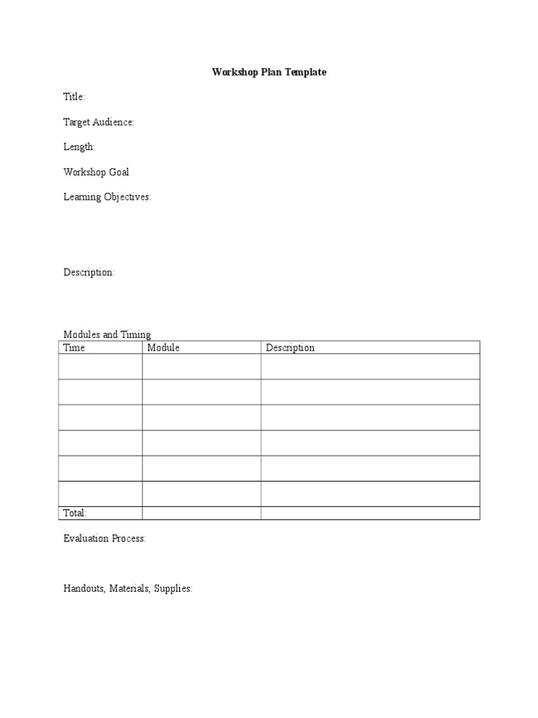 Workshop Plan Template | PDF