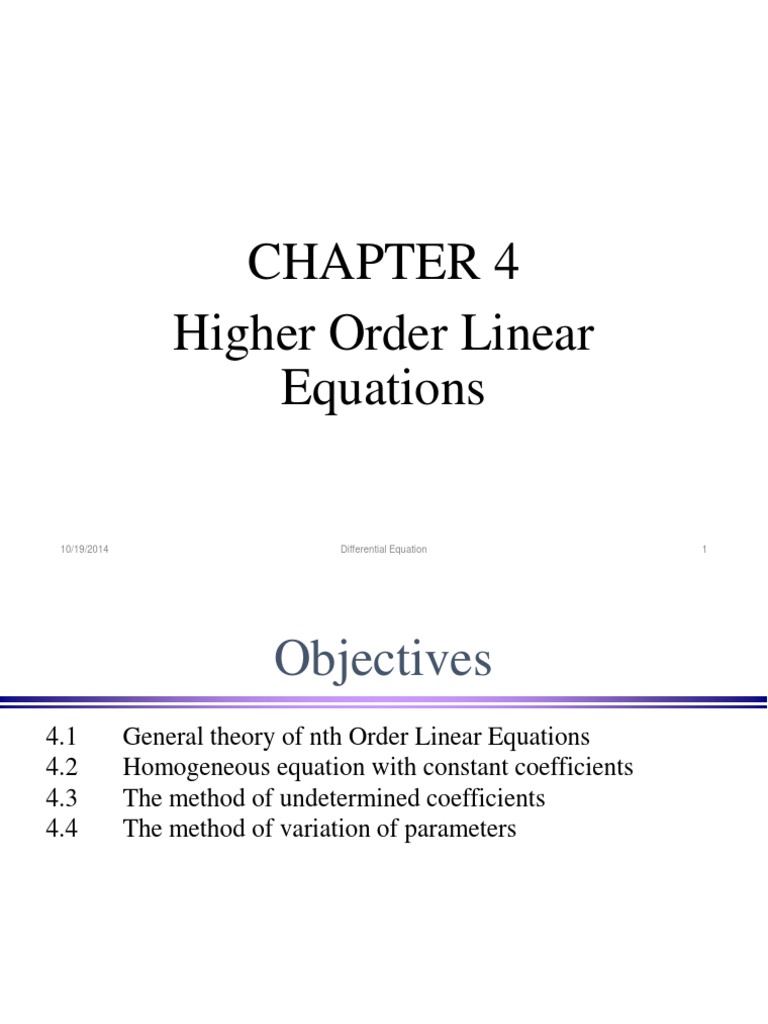 Higher Order Linear Differential Equations | PDF | Differential ...